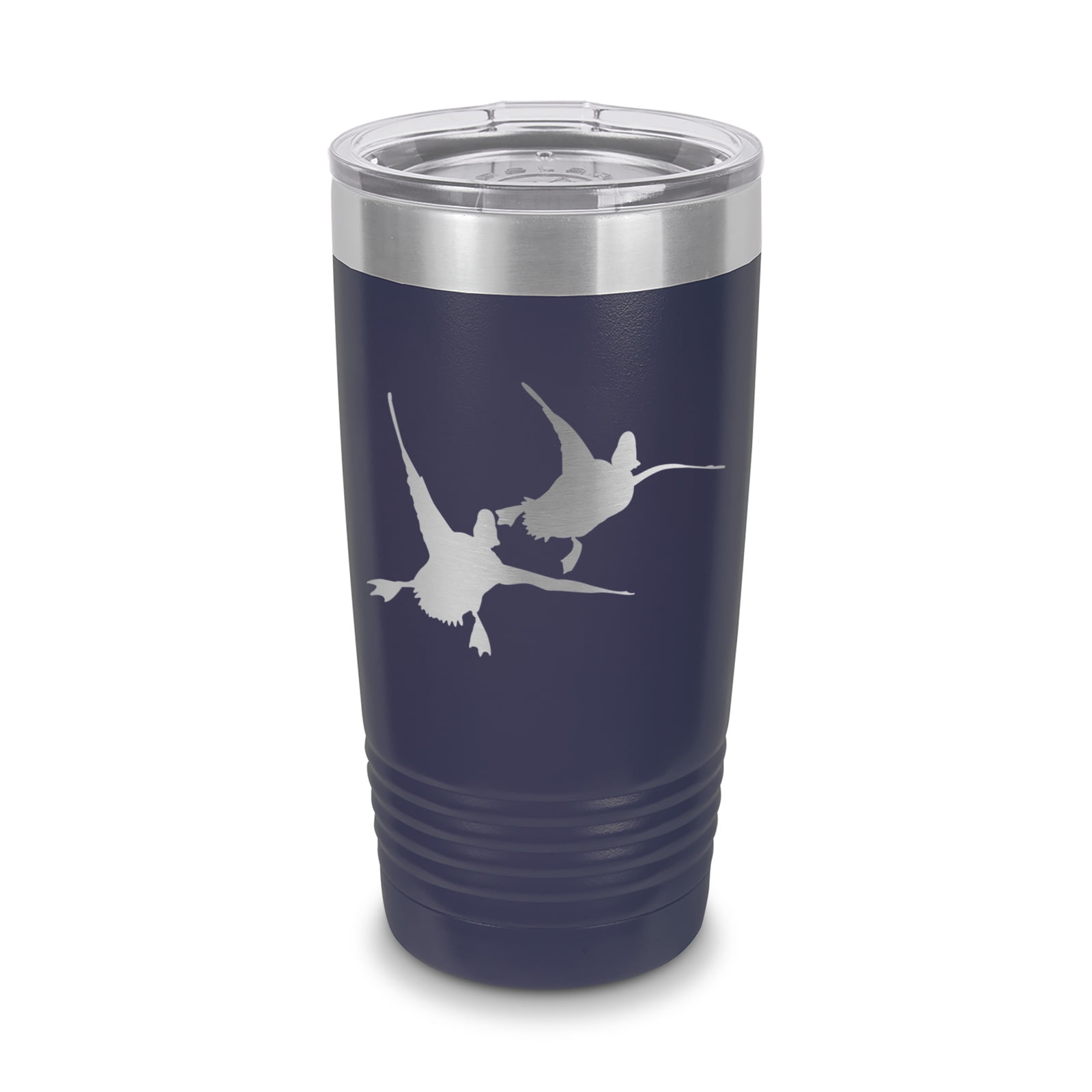 Ducks Tumbler 20 oz - Laser Engraved w/ Clear Lid - Stainless Steel ...