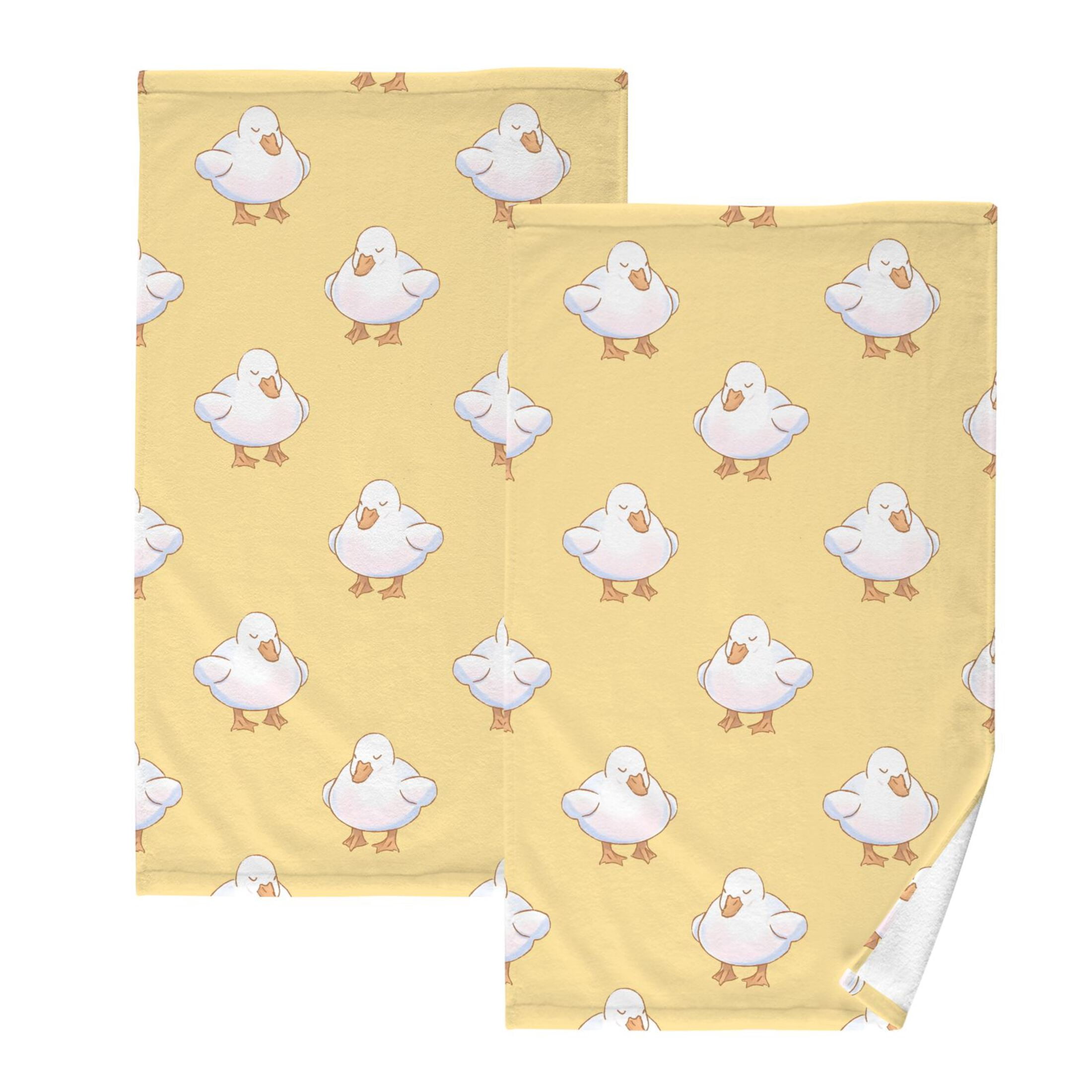 Ducks Yellow Background Cotton Towel Set Face Hand Towels 2 Pack Soft ...