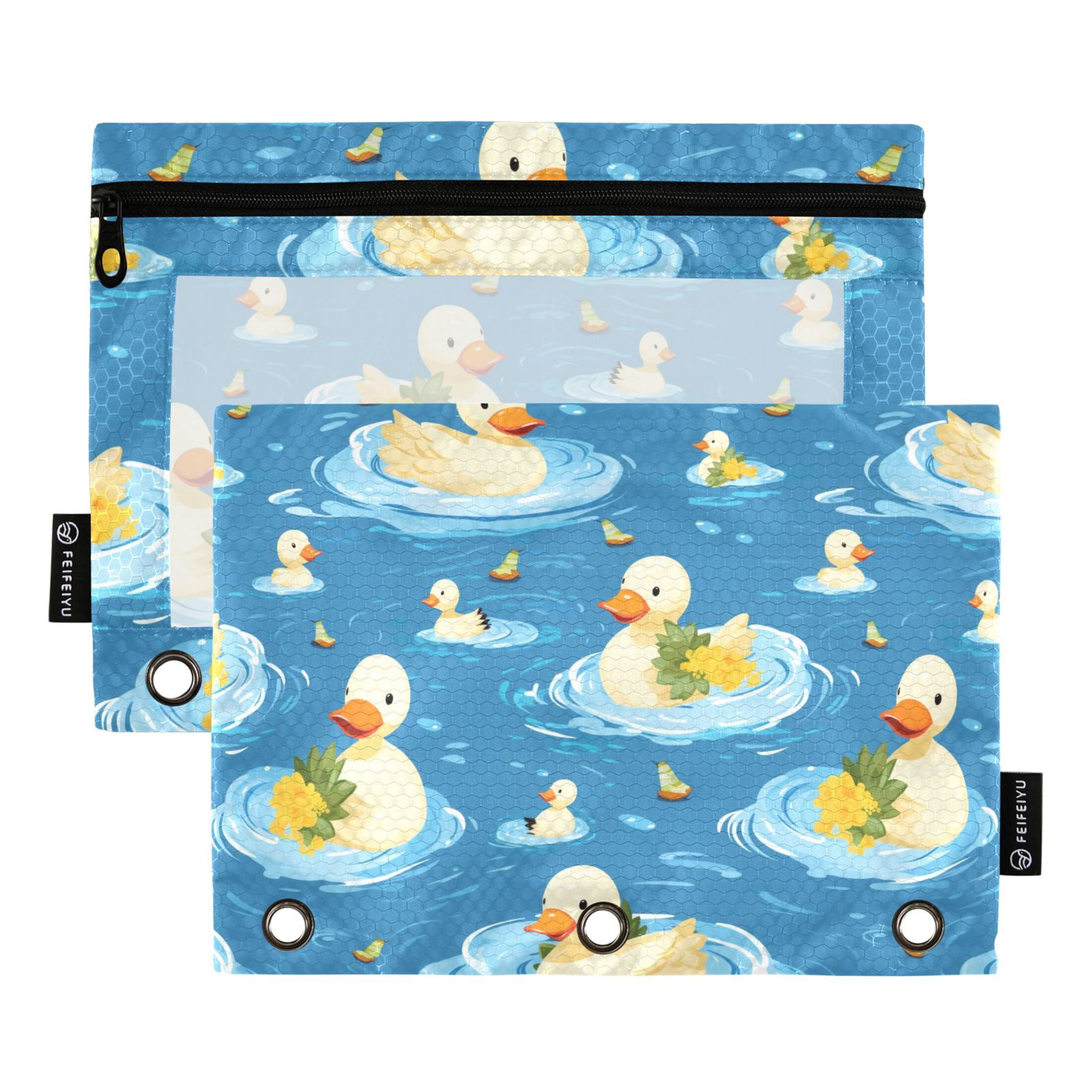 Ducks and Flower on Water 2 Pack Pencil Pouch for 3 Ring Binder Smooth ...