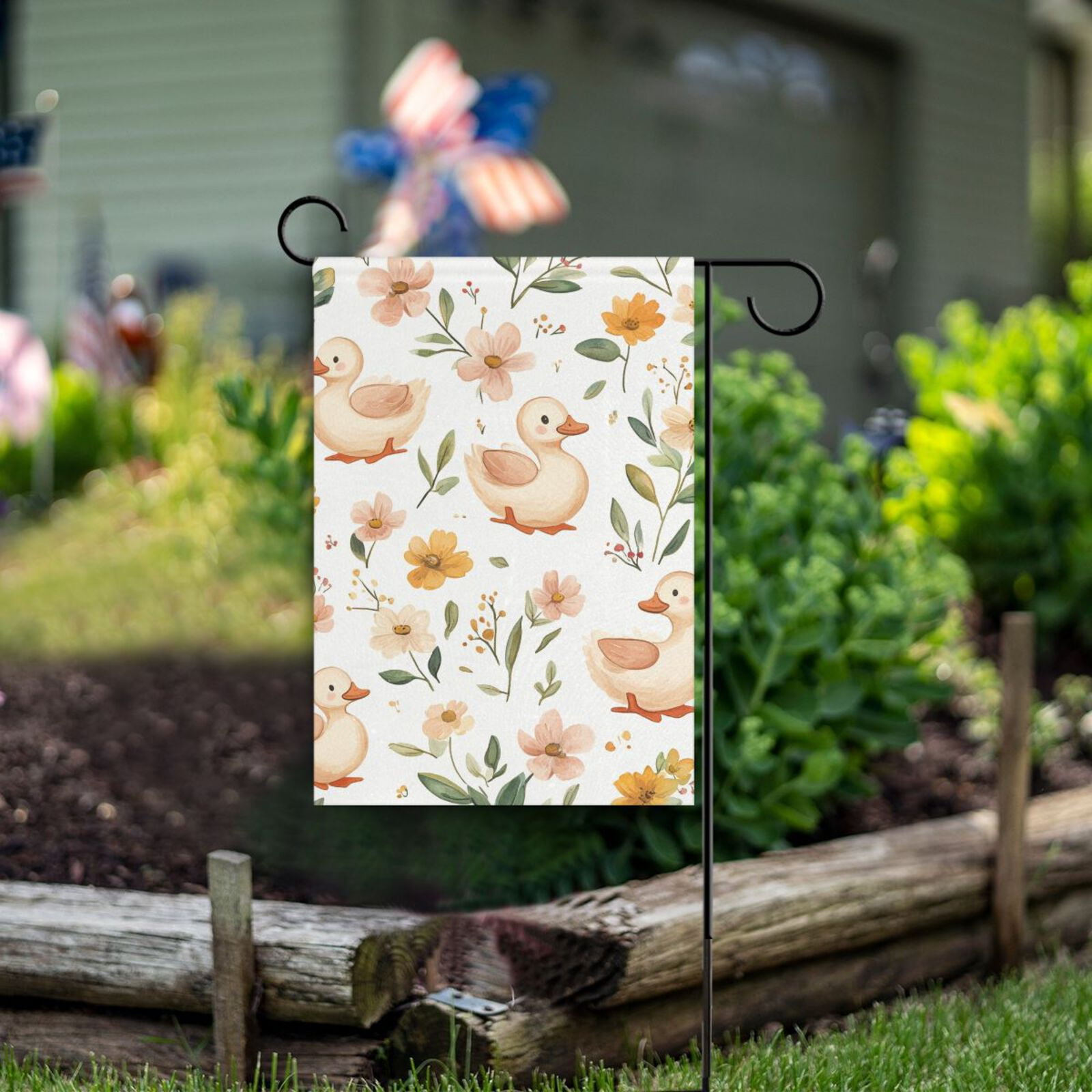 Ducks and Littleflowers Garden Flag Double Sided Outdoor Banners for ...