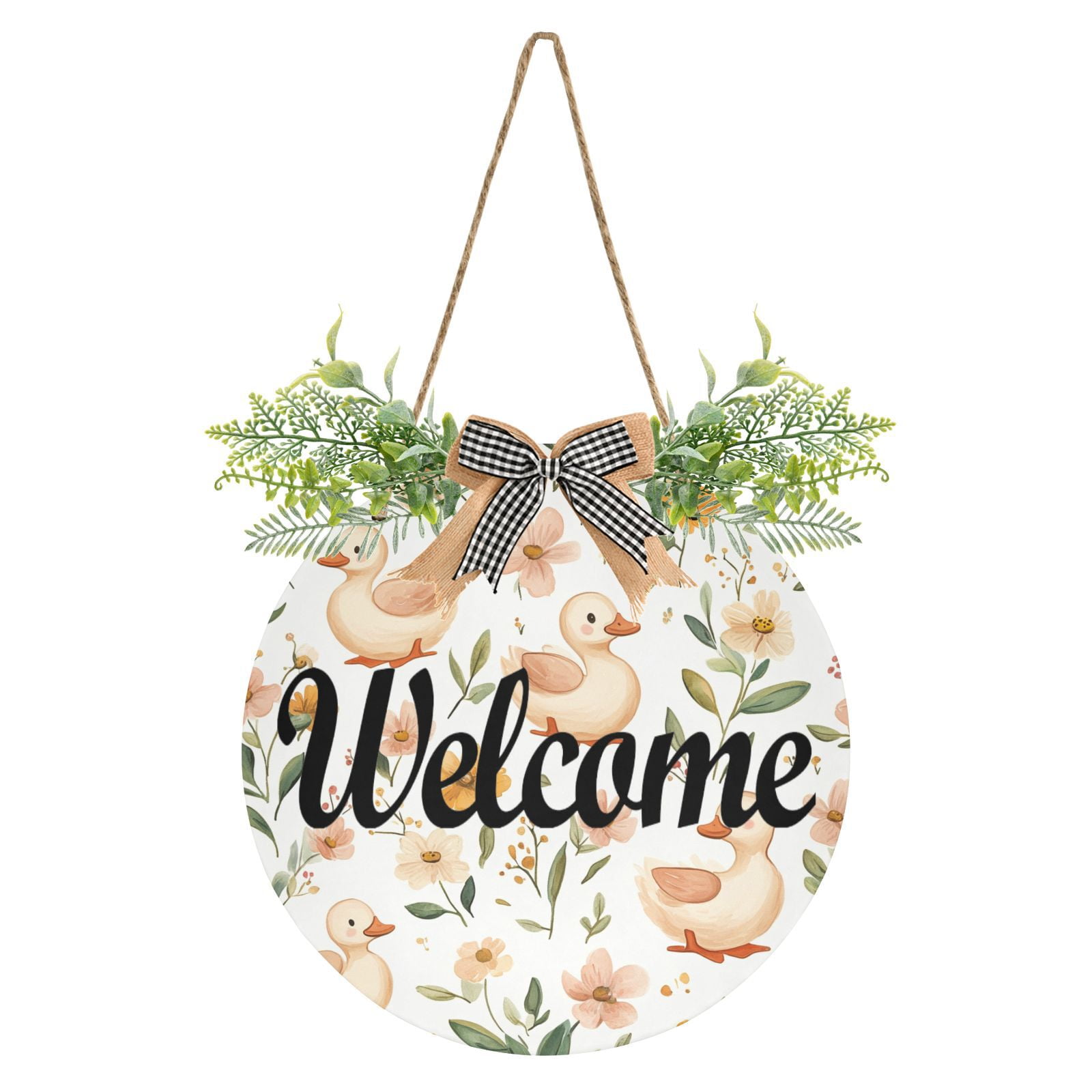 Ducks and Littleflowers Welcome Sign for Front Door Wreath Door Sign ...