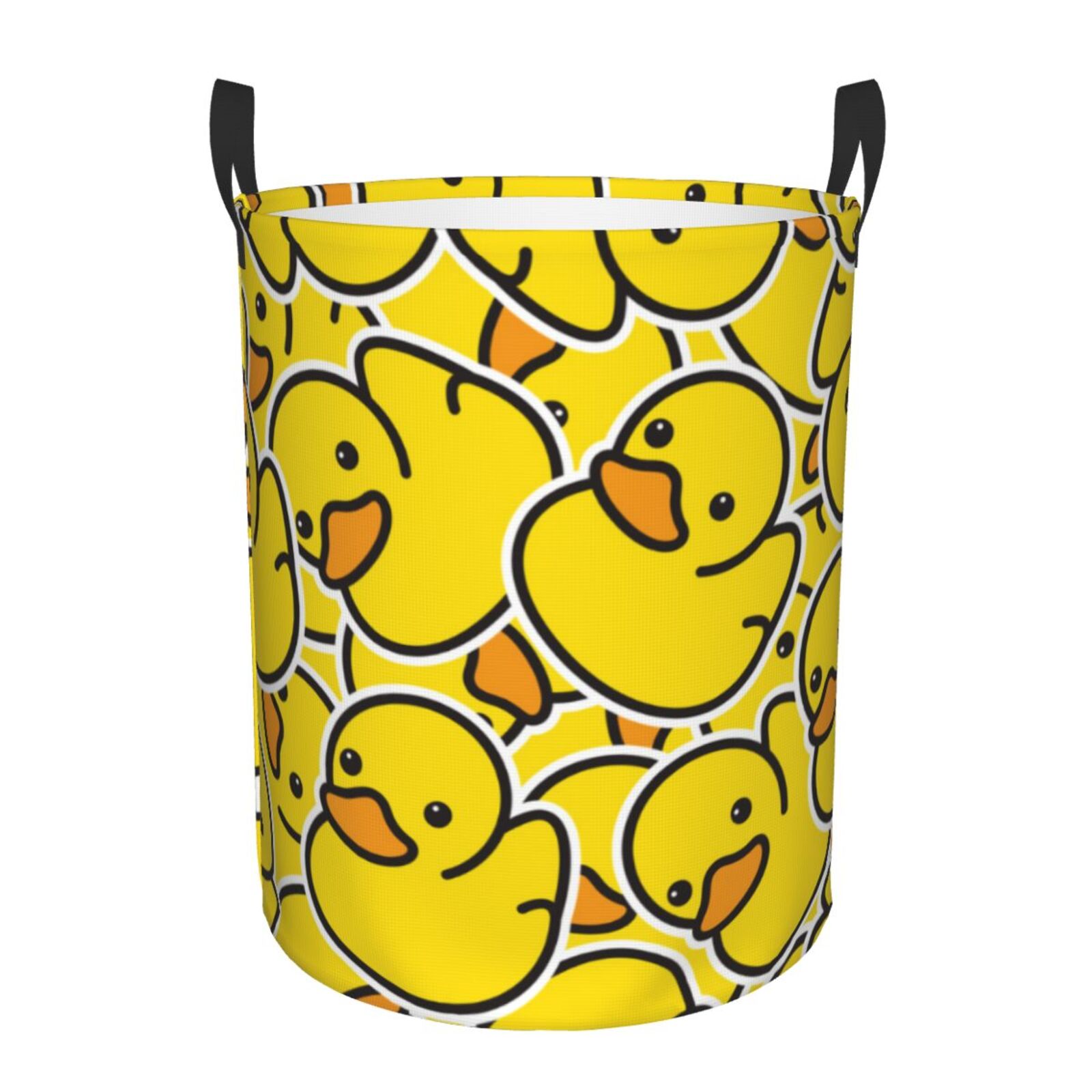 Ducky Cartoon Animal Yellow Round Laundry Basket, Laundry Hamper with ...