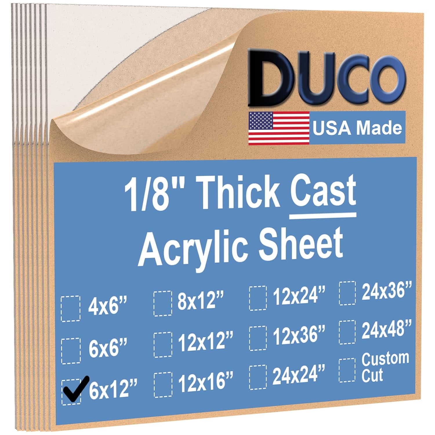 Duco Clear Cast Acrylic Sheets 1/8 Inch Thick 6" X 12" - Pack of 8 Cut ...
