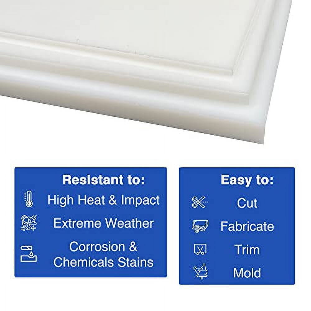 Duco Natural White HDPE Sheet- USA-Made 1/8 Inch Thick, 12" x 24" High ...
