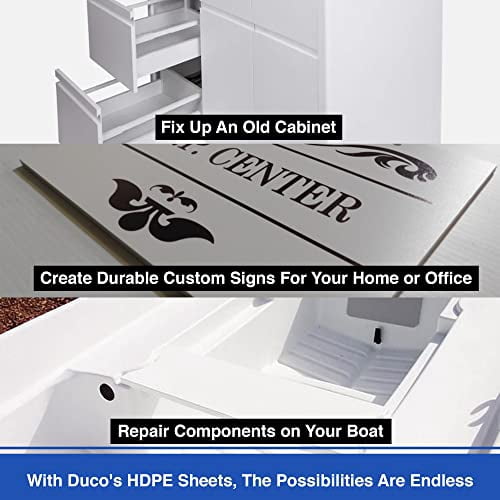 Duco Natural White HDPE Sheet- USA-Made 1/8 Inch Thick, 6" x 24" High ...