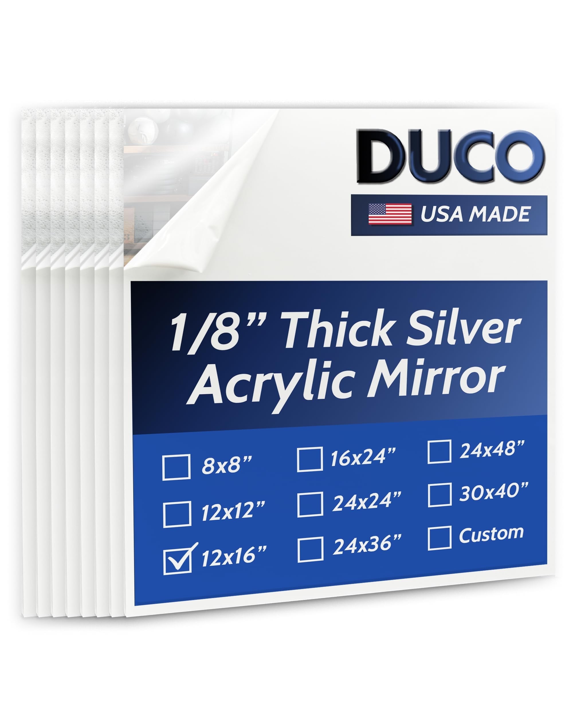 Duco USA-Made Acrylic Mirror Sheet 1/8 Inch Thick 12" x 16" (with ...