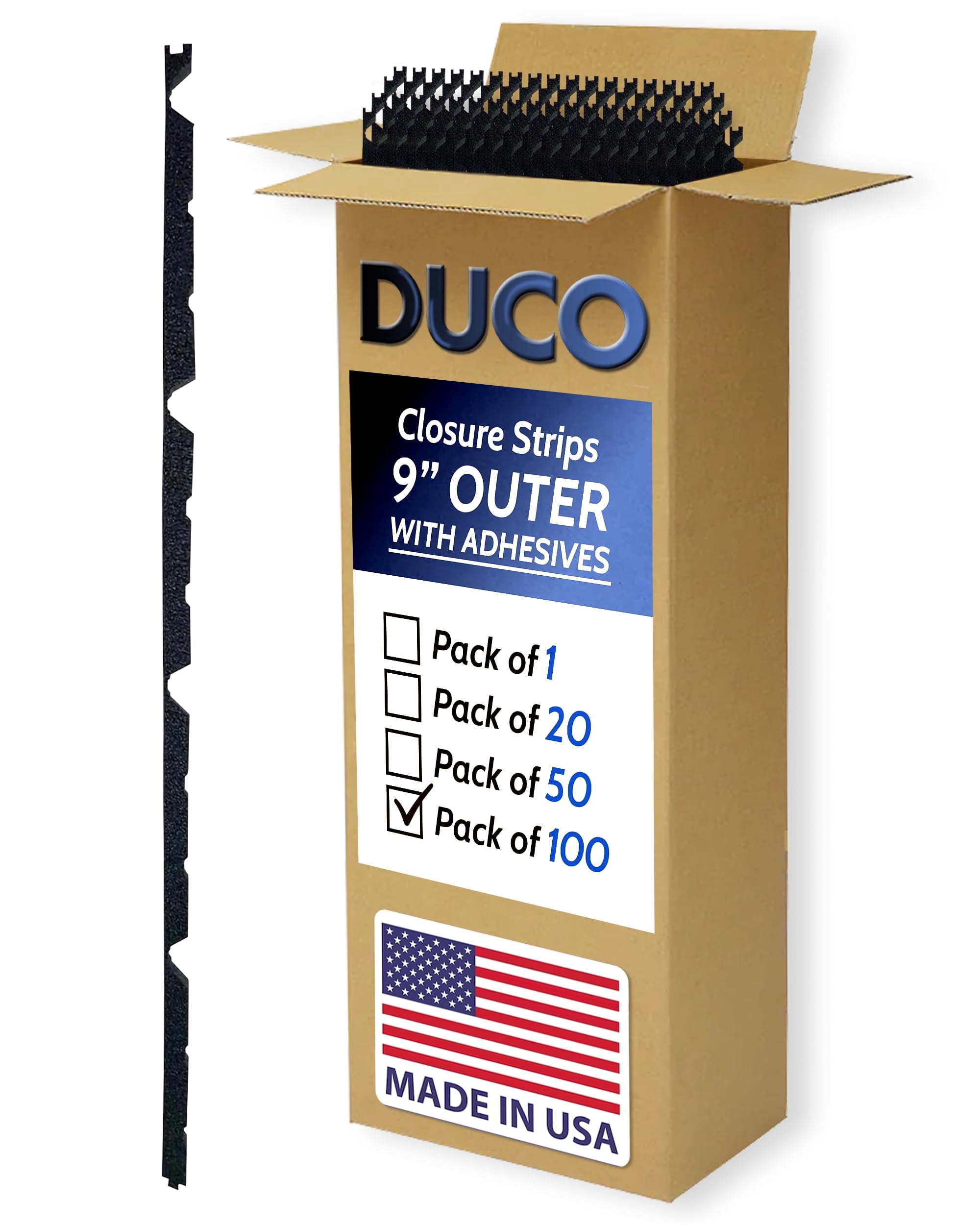 Duco USA-Made Classic Rib Foam Closure Strips 3ft Long, 9" Rib Profile ...
