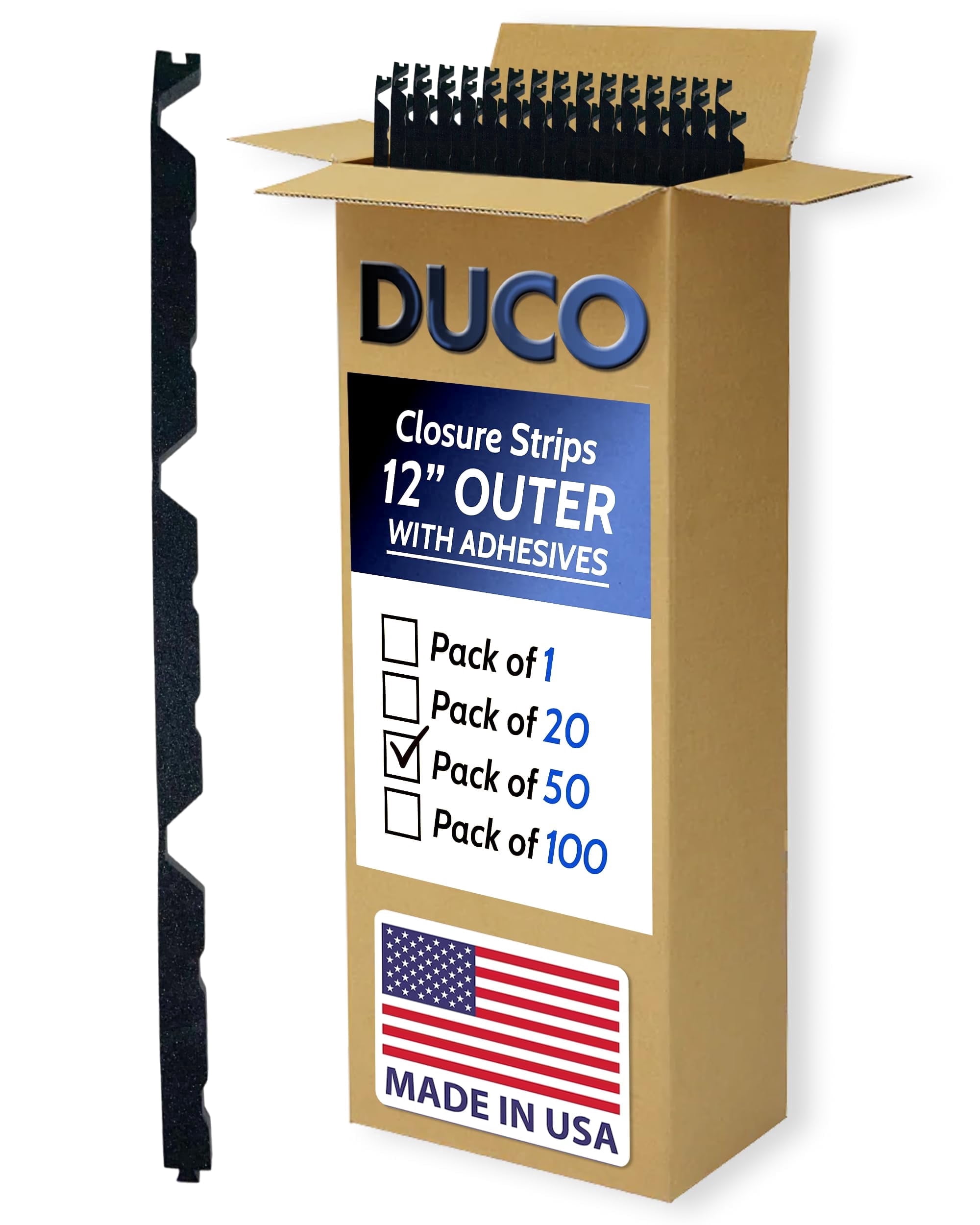 Duco USA-Made R Panel Foam Closure Strips - 50 Pack of 3ft Black ...