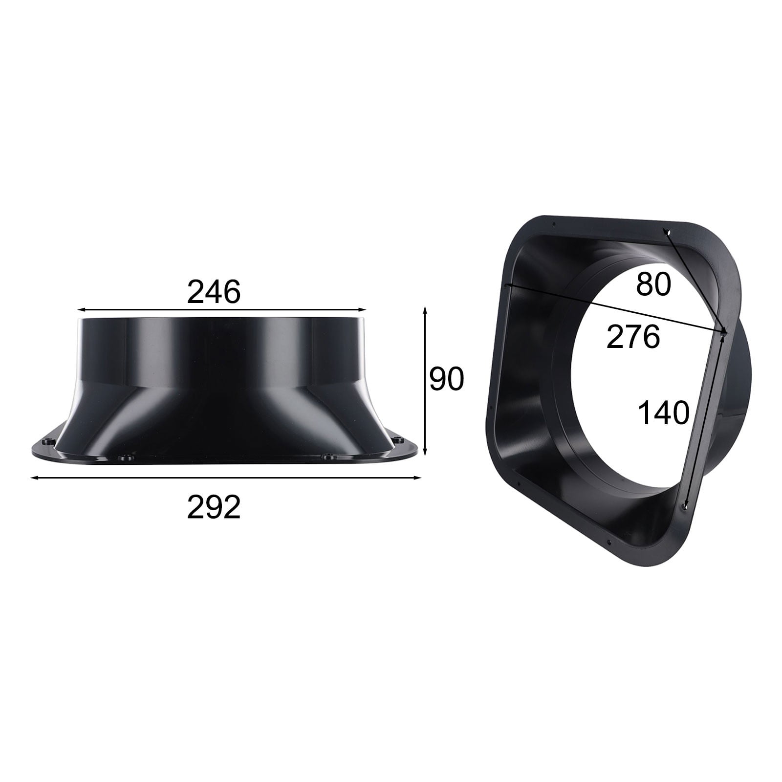 Duct Connector Square Flange Abs Plastic for 100-300mm Dia Hose Check ...