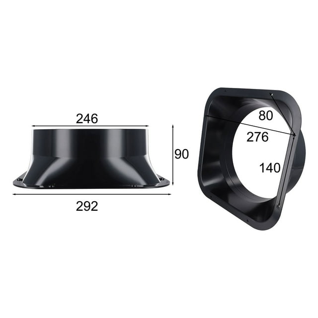 Duct Connector Square Flange Abs Plastic for 100-300mm Dia Hose Check ...