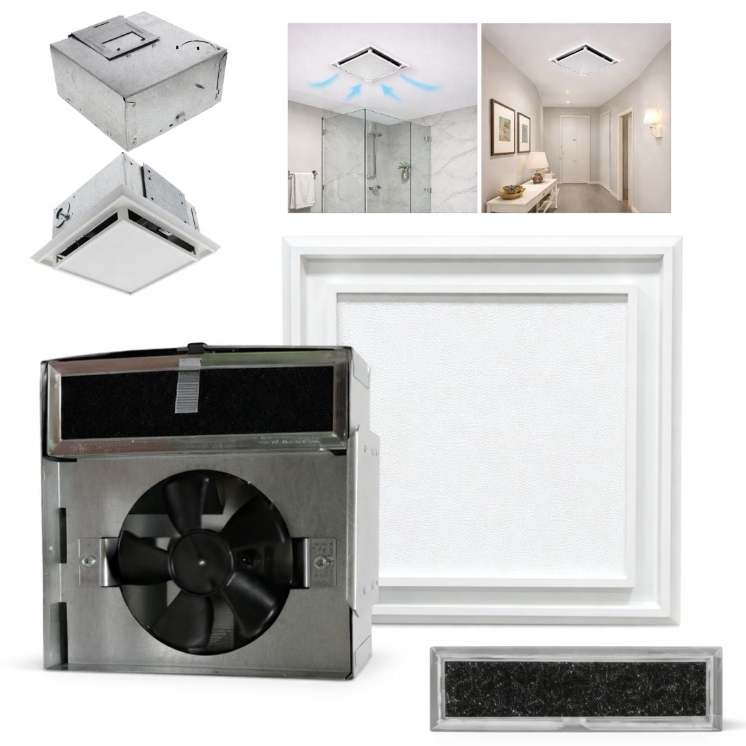 Duct-Free Ventilation Fan w/ Plastic Grille, Wall Ceiling Ductless ...