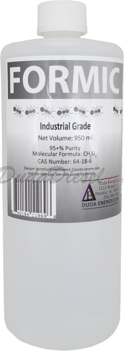 Duda Energy Industrial Grade Formic Acid 95% Concentration, 950ml, 4 ...