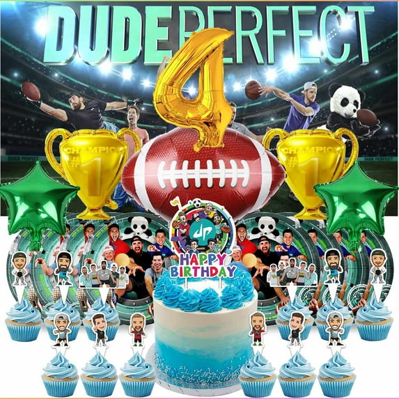 Dude Perfect 4th Tableware Balloons Cake Toppers Backdrop Banner ...