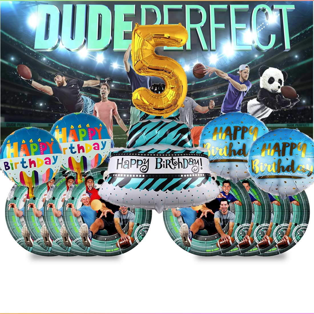 Dude Perfect 5th Tableware Balloons Cake Toppers Backdrop Banner ...