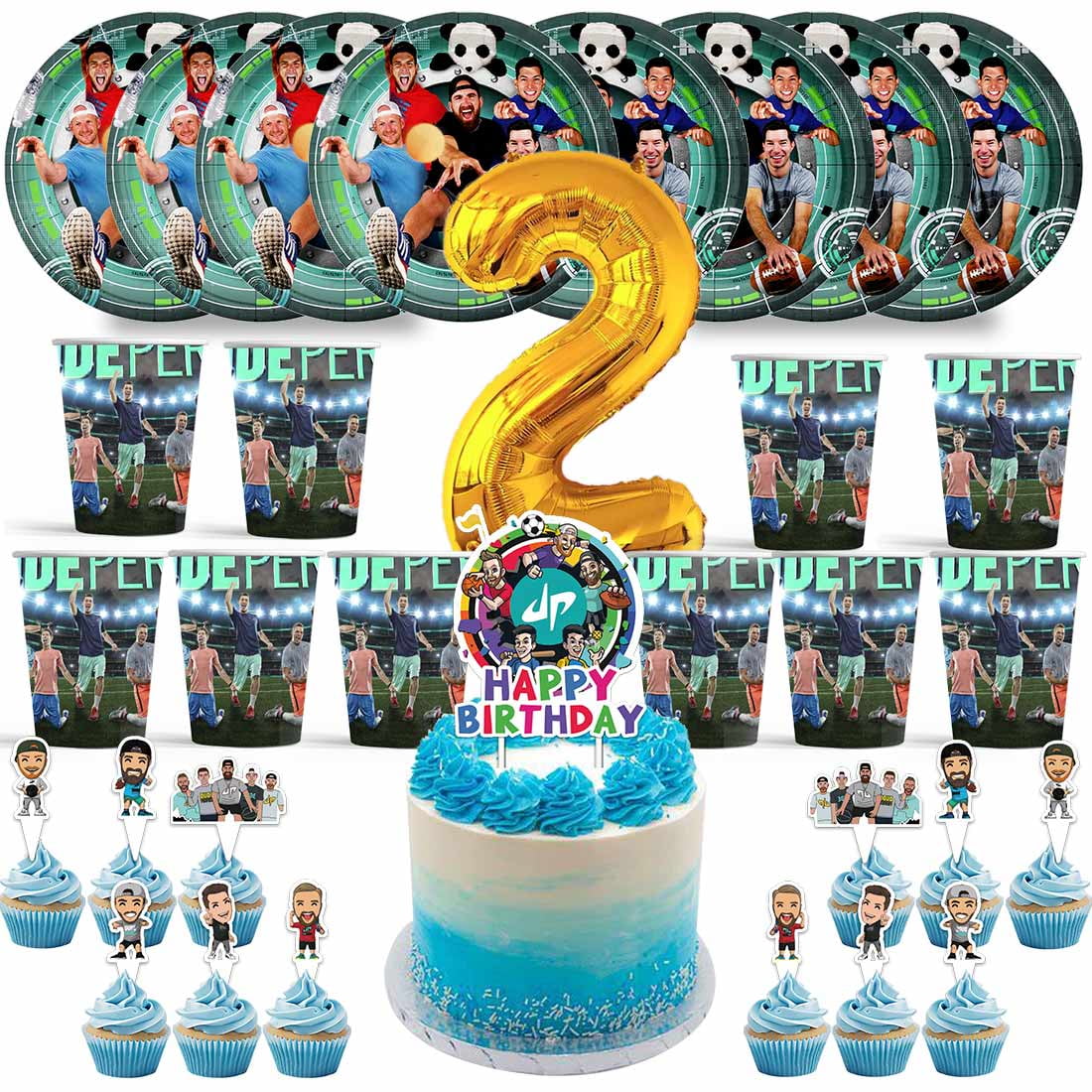 Dude Perfect Birthday 2nd Cups Party Supplies Plates Fans Decorations ...