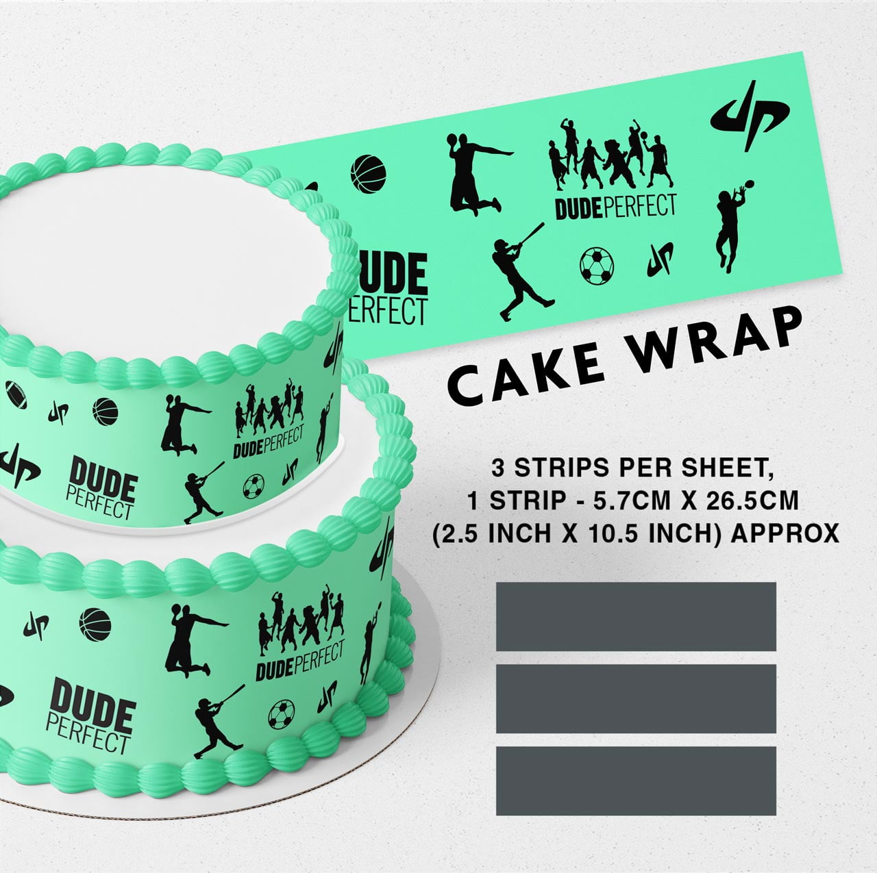 Dude Perfect Strips Edible Icing Printed Cake Wrap Strips Topper Ribbon ...
