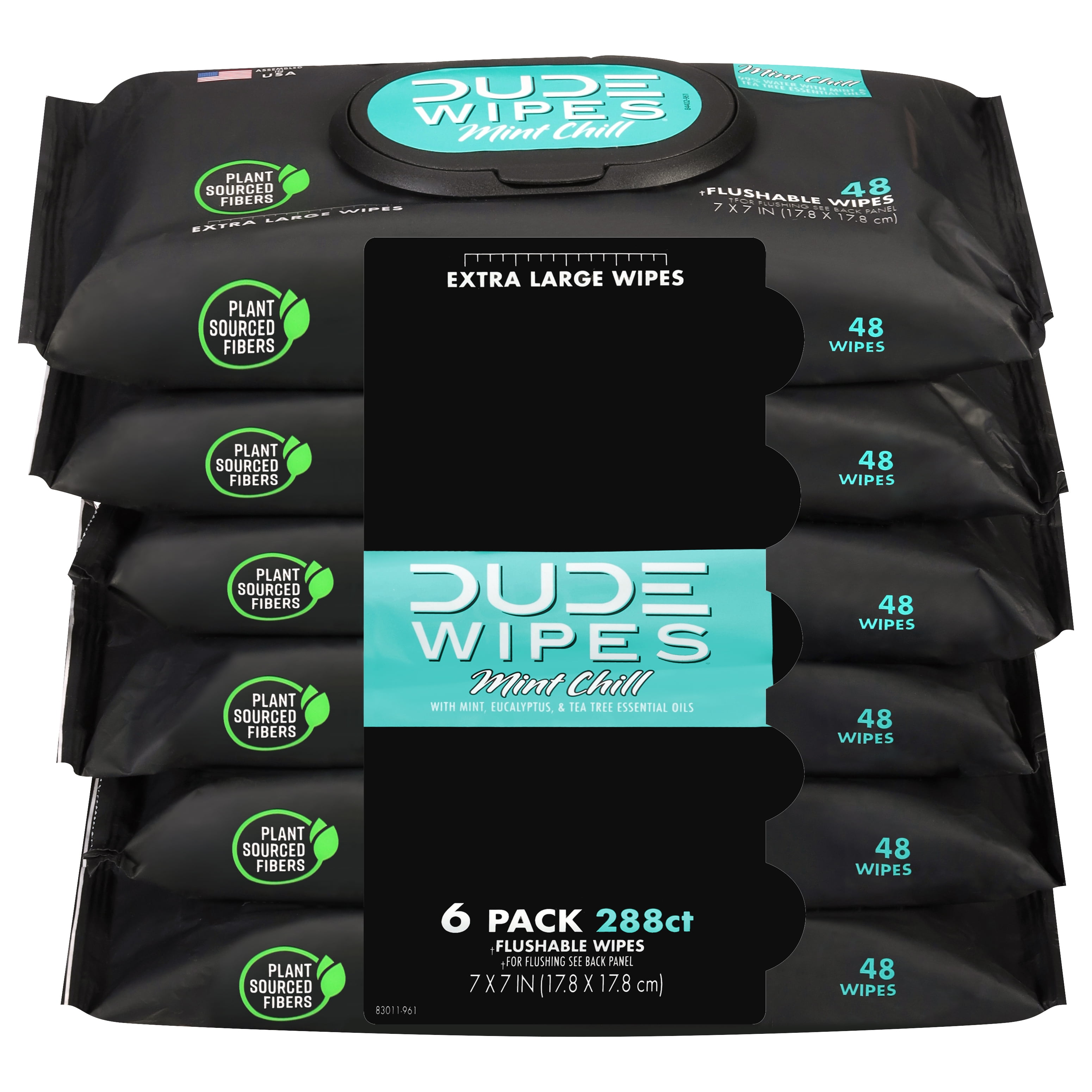 Dude Wipes Mint Chill Flushable Wipes 6 - 48 Wipe Packs - Walmart.com
