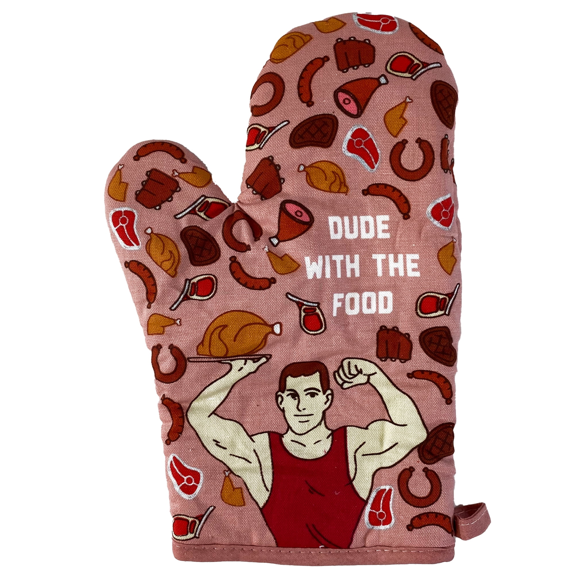 Dude With The Food Oven Mitt Funny Meat Chef BBQ Protein Graphic ...