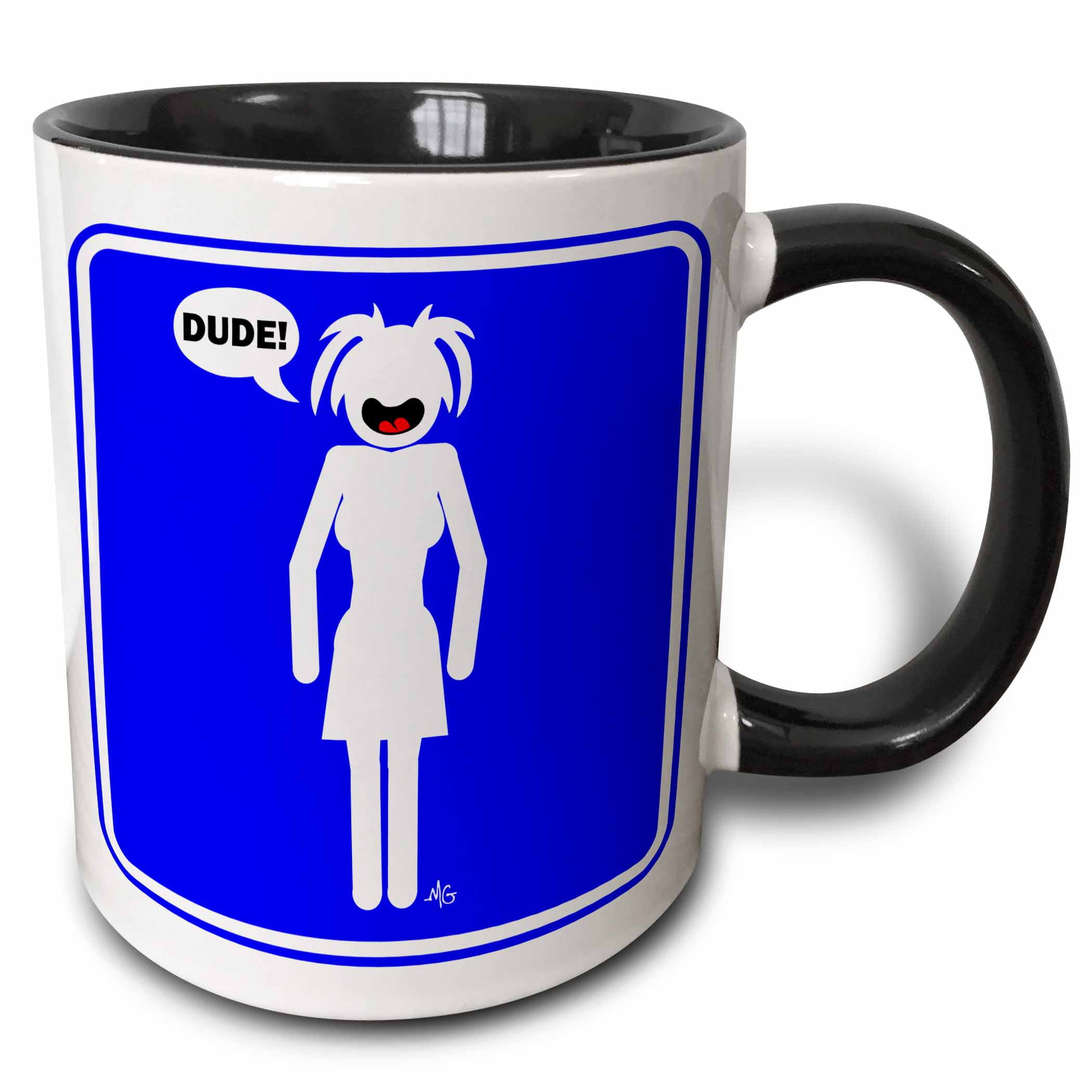 3drose, Dudette Blue Sign 2, 15oz Two-tone Black Mug - Walmart.com