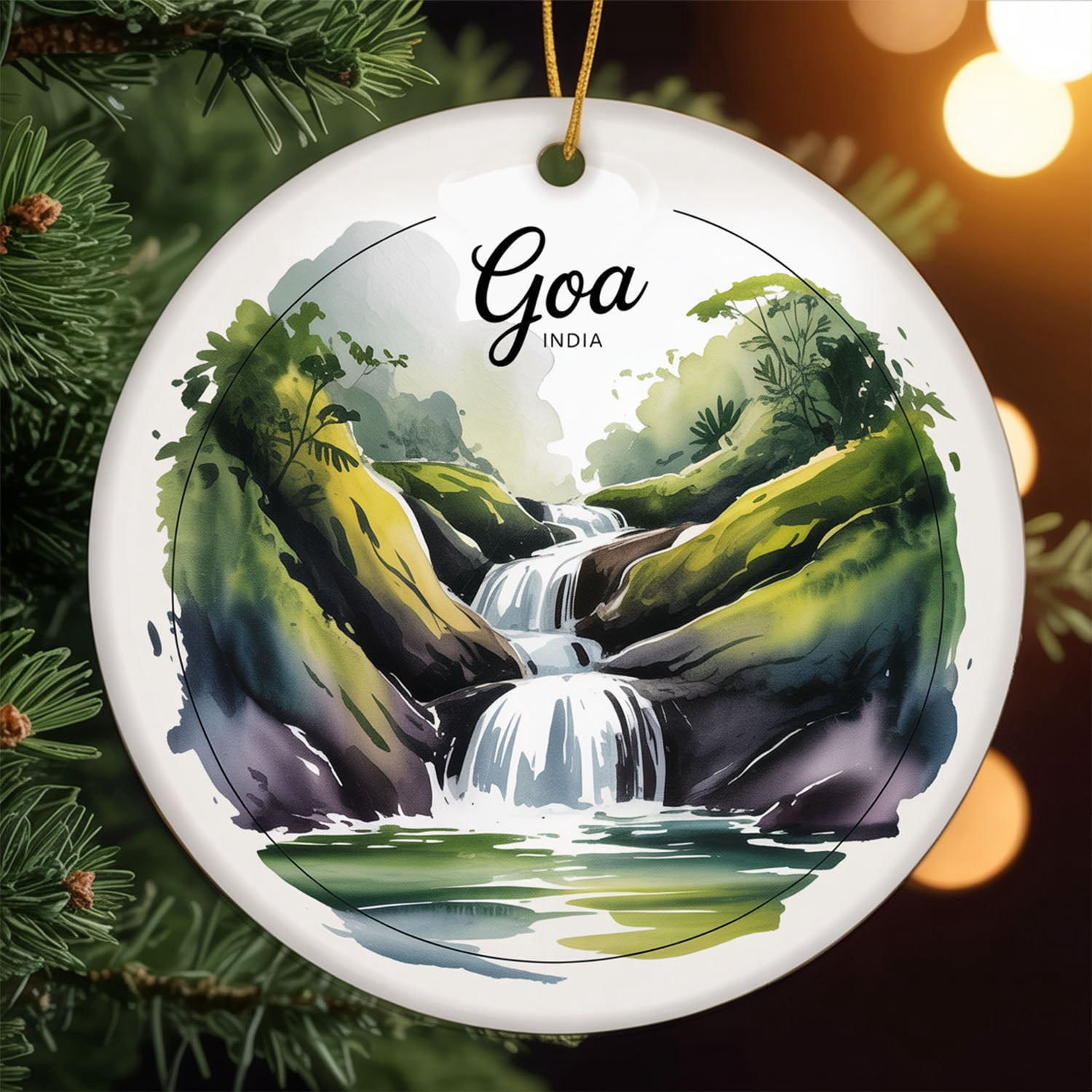Dudhsagar Falls – Goa, India, Travel Ornament – Ceramic Ornament for ...