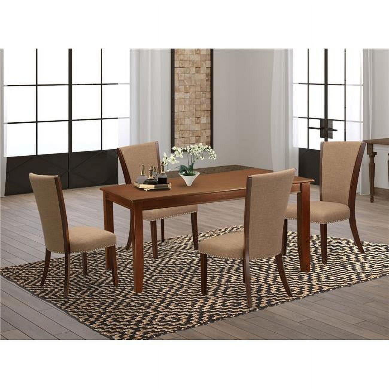 Dudley Modern Dining Table Set - Mahogany & Light Sable, Set of 4 ...