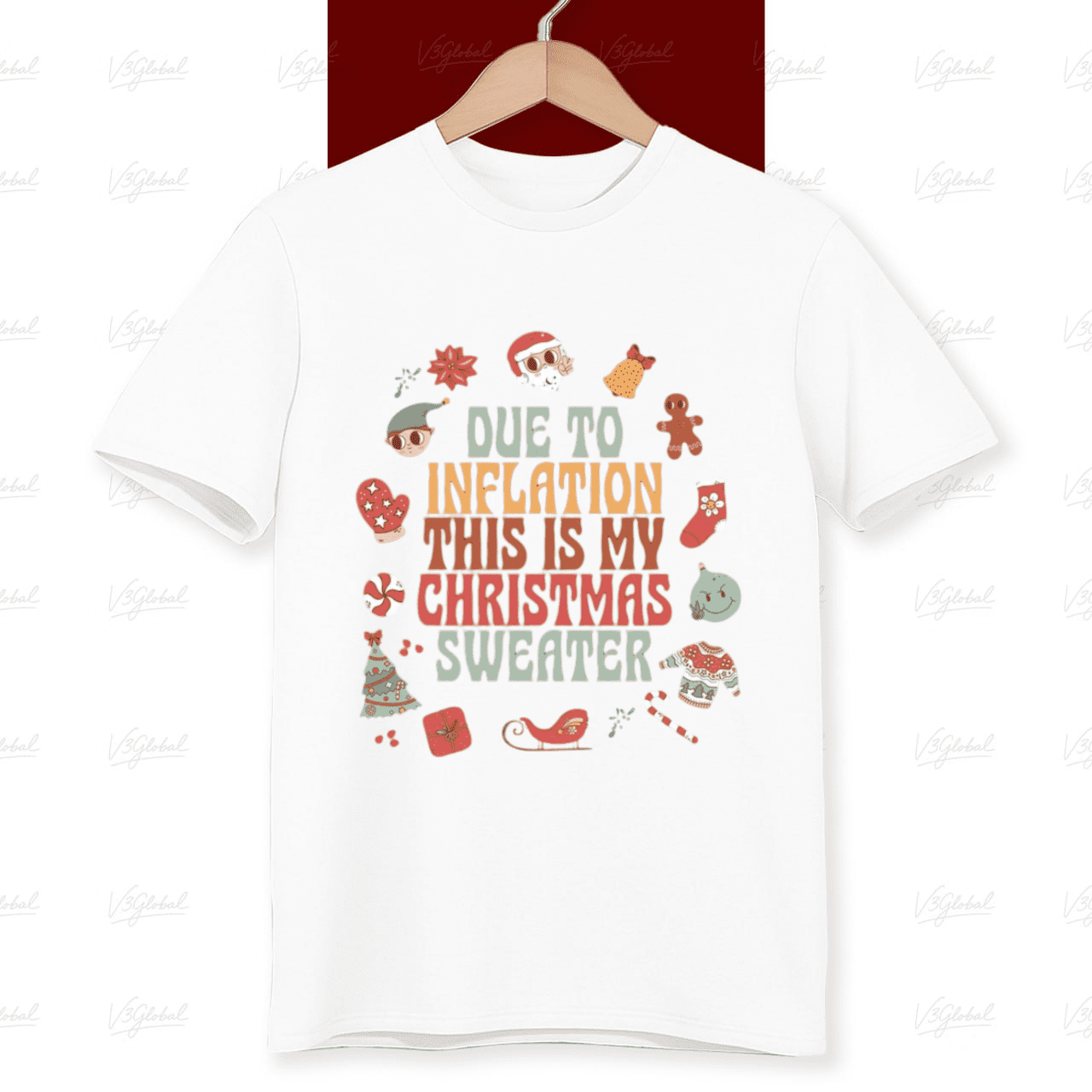 Due To Inflation This Is My Funny Christmas Holiday Quote Unisex T ...