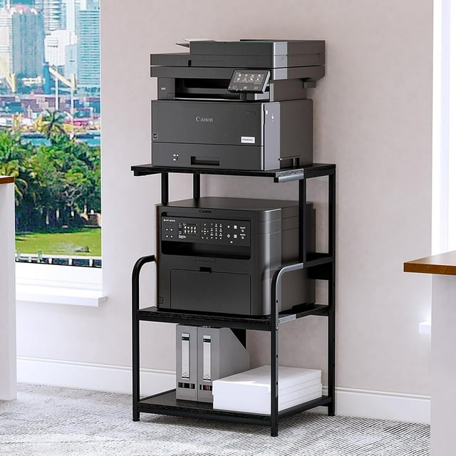 Large Metal 3 Tier Mobile Printer Stand with Storage Shelf, Rolling ...