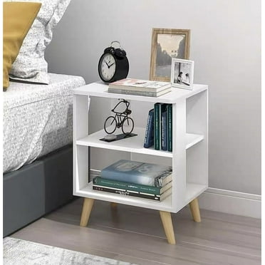 Side Table 2 Tier Faux Marble End Table with Storage, Modern Nightstand ...