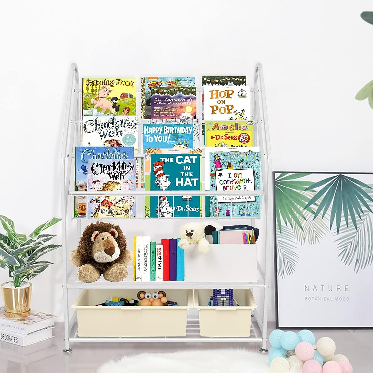 Dueatib 3-Tier Children's Toys Storage & Bookcase, White - Walmart.com