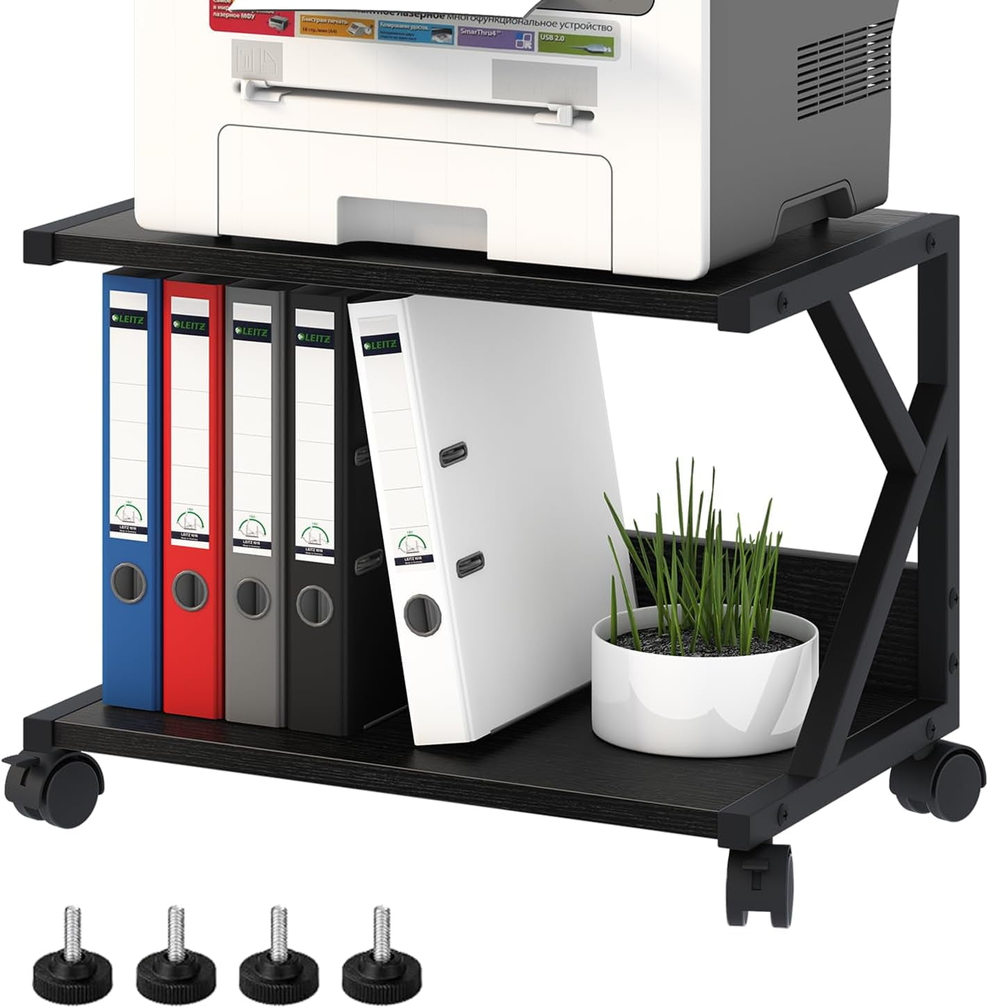 Walmart 2-Tier Wooden & Metal Desktop Printer Stand, Multipurpose Home ...
