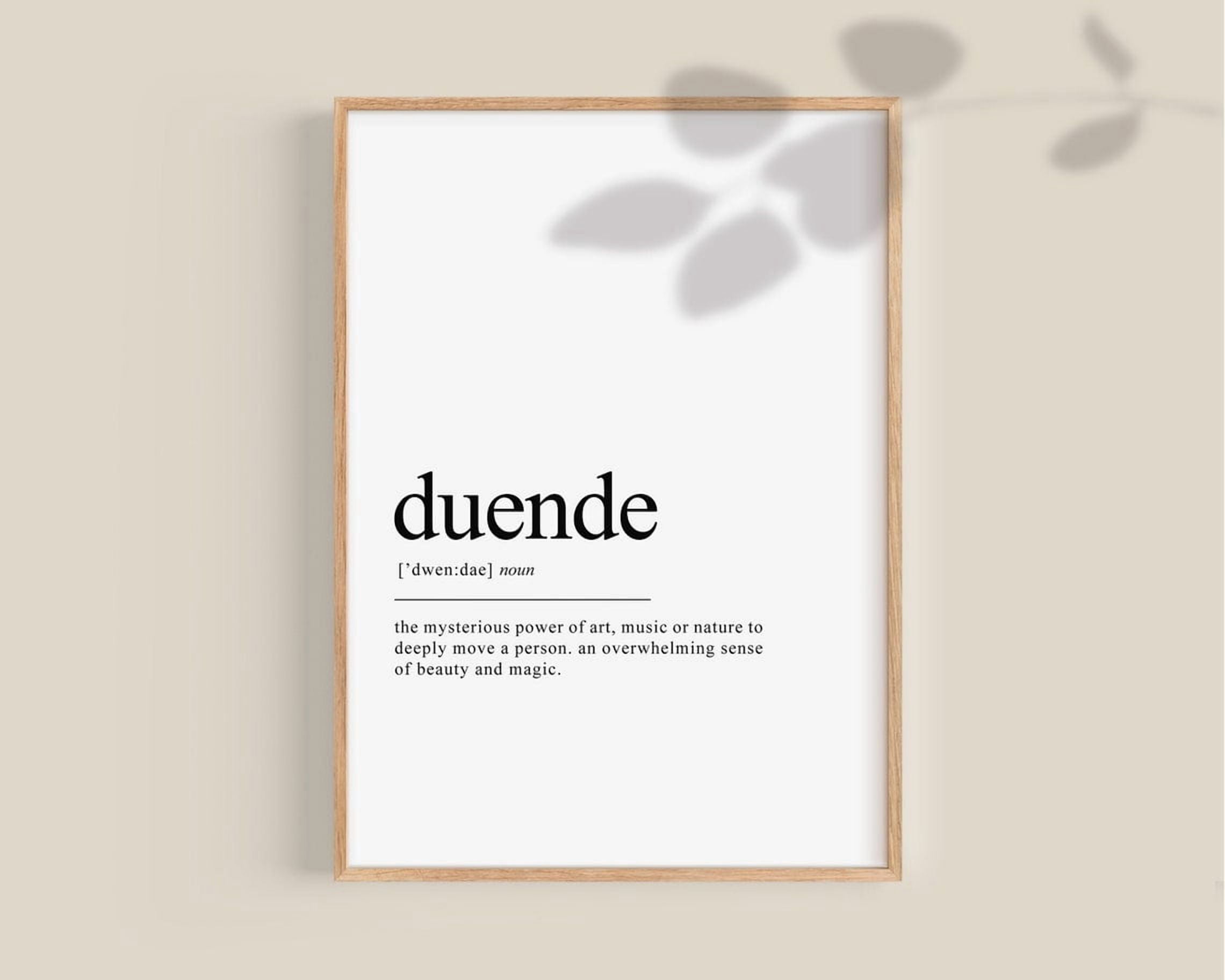 Duende Definition Spanish Word Wall Art, Unframed Canvas Size 12x18 ...
