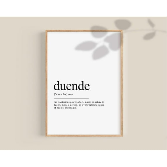 Duende Definition Spanish Word Wall Art, Unframed Canvas Size 12x18 ...