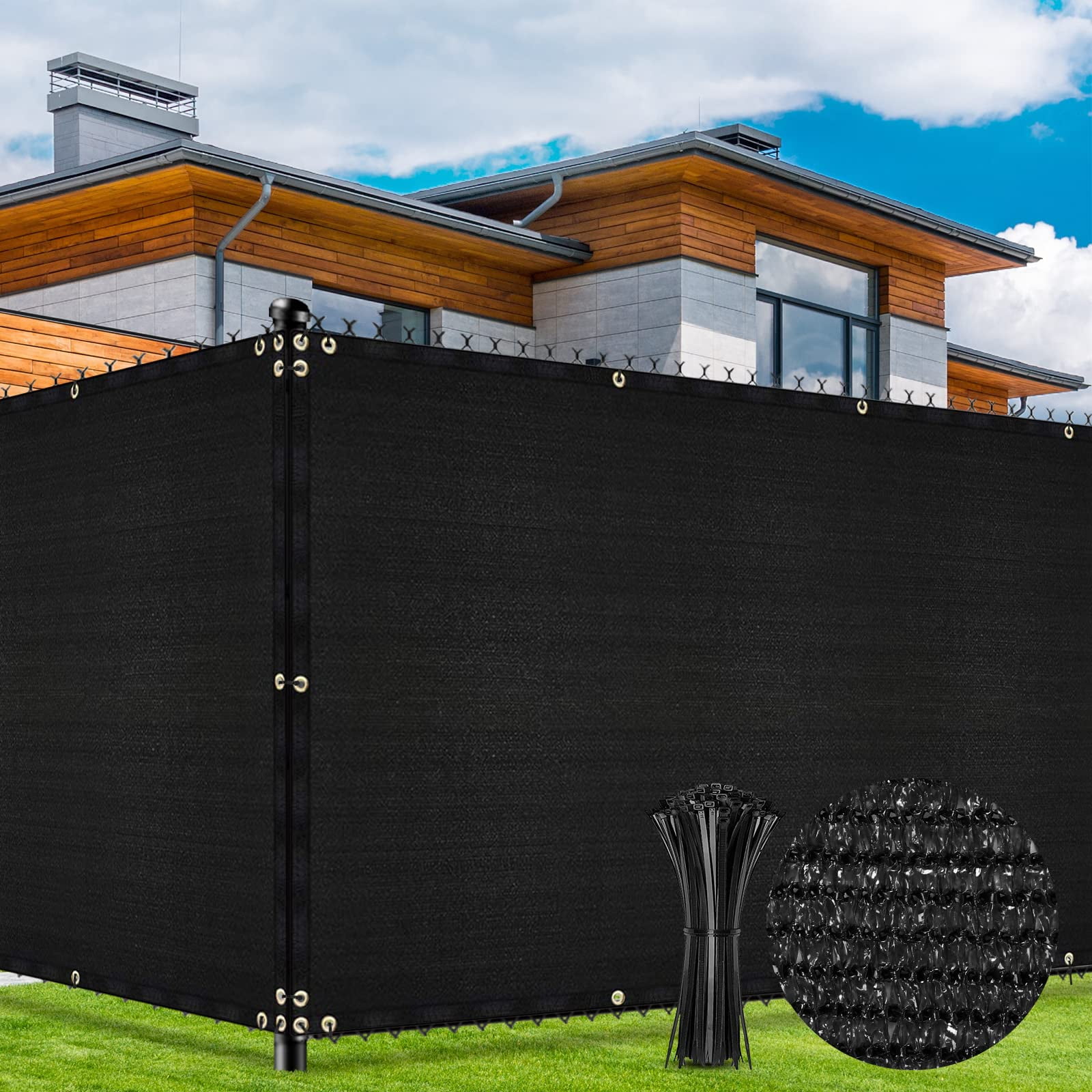 Duerer Privacy Fence Screen 6 x 50ft Black Fence Covering Heavy Duty ...