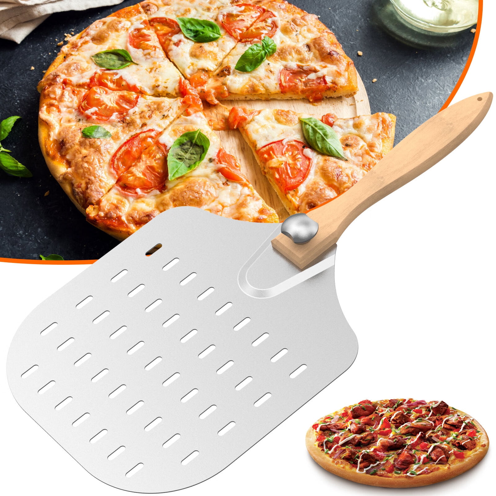 Duety 1/2Pcs Pizza Transfer Spatula Perforated Pizza Paddle with Rocker ...