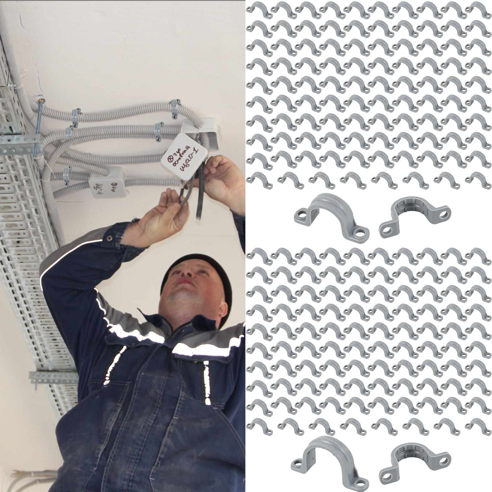 Duety 100Pcs PVC Pipe Straps 1/2inch / 3/4 Inch 2 Holes Plastic Pipe ...