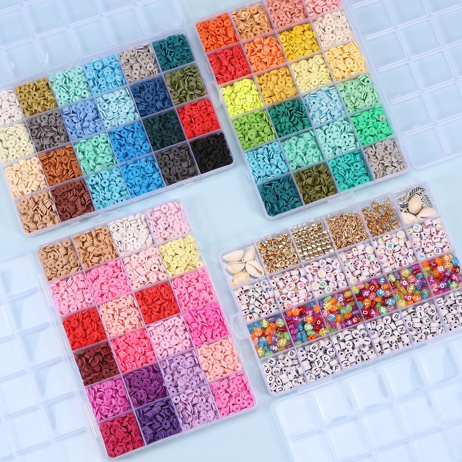 Duety 10676Pcs Clay Beads Bracelet Making Kit 72 Colors Flat Round Clay ...
