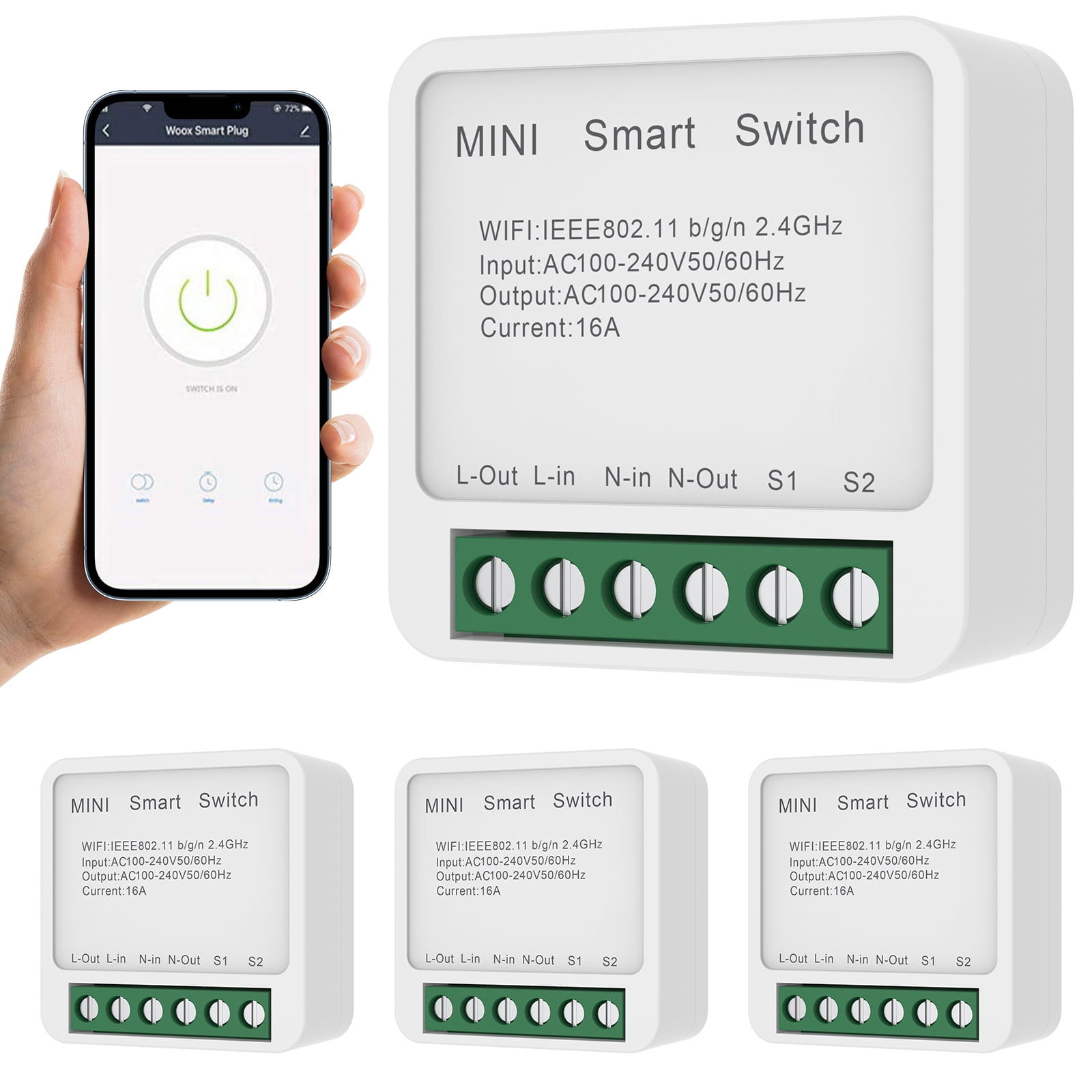 Duety 2/4Pcs WiFi Smart Switch Mini Smart Light Switch DIY Timer Light ...