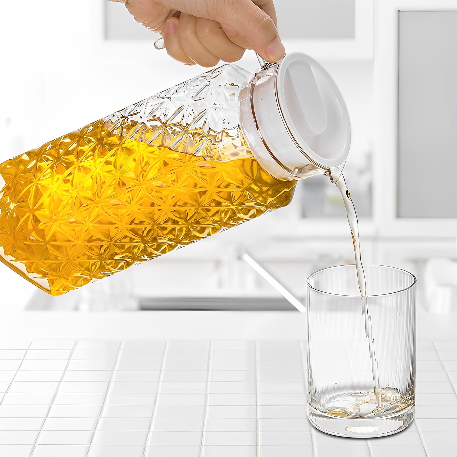Duety 2 Pack Plastic Pitcher with Lid 1.1L Water Jar with Ribbed Design ...