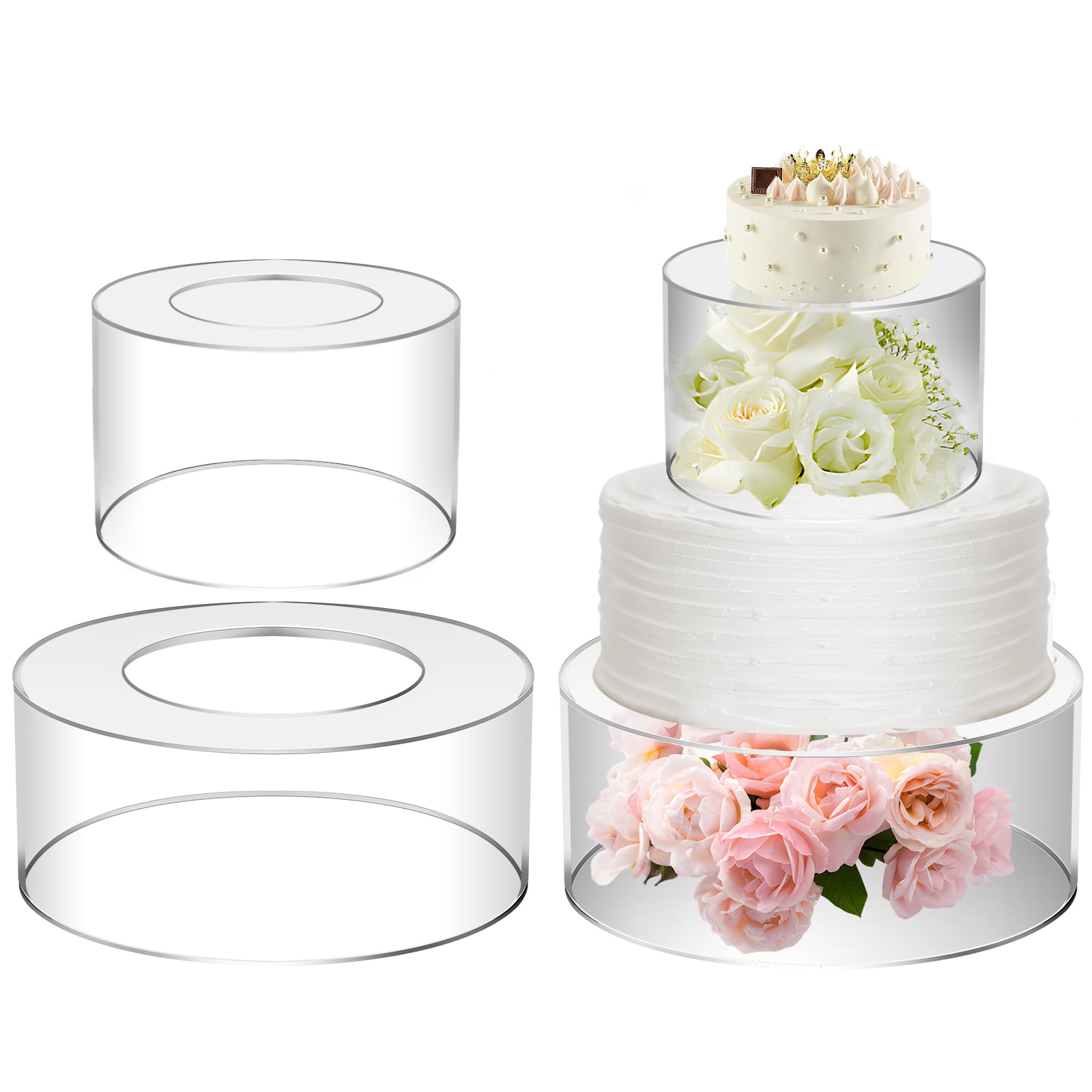 Duety 2Pcs Acrylic Cake Stand Fillable Cake Risers Clear Cake Tier ...