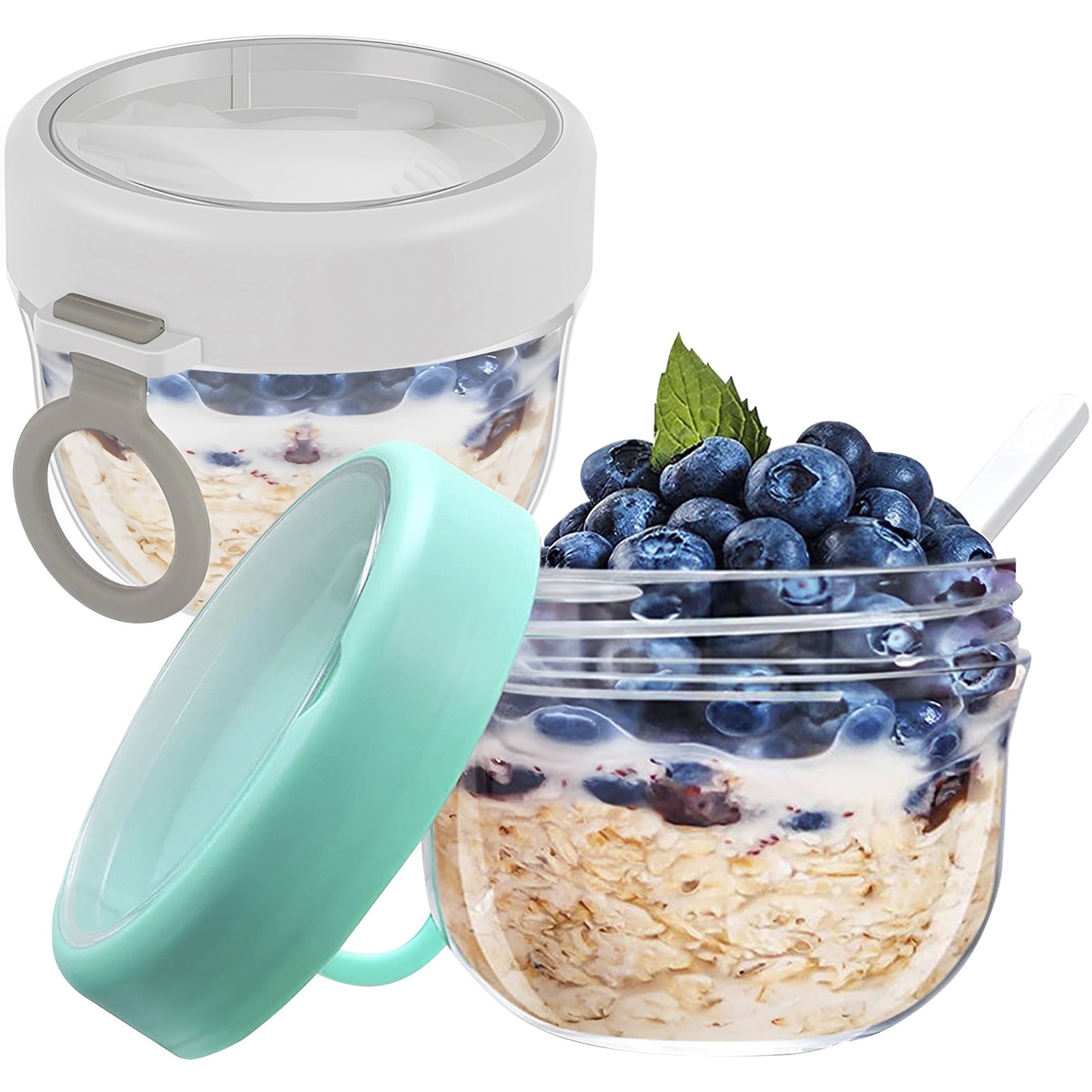 Duety 2pcs Overnight Oat Container 600ml Breakfast On the Go Cups with ...