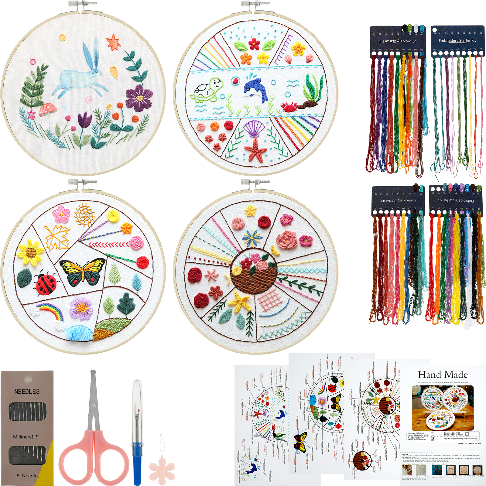 Duety 4Pcs Beginners Embroidery Stitch Practice kit,Embroidery Kit for ...