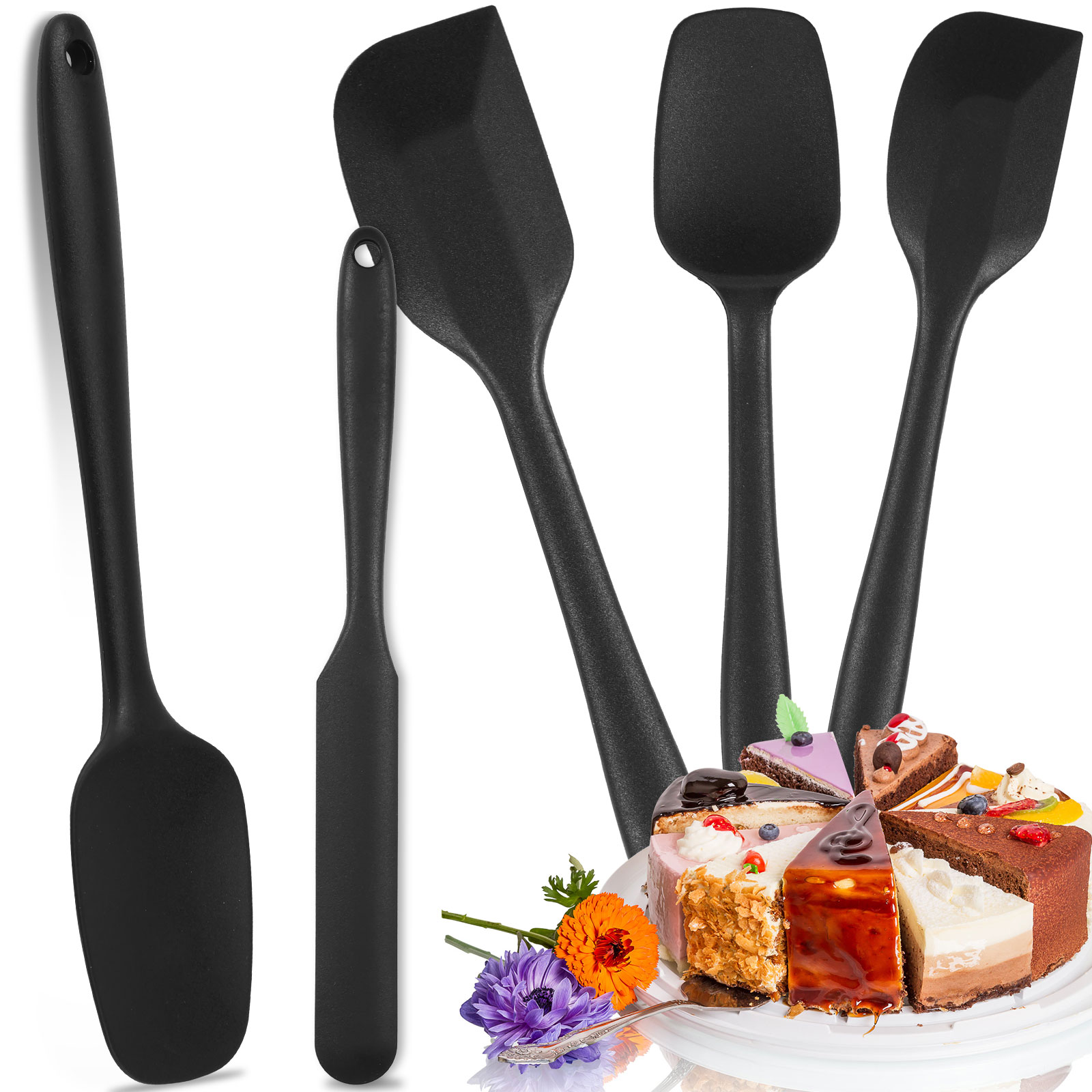Duety 5Pcs Silicone Spatula Set Heat Resistant Food Scraper Non Stick ...