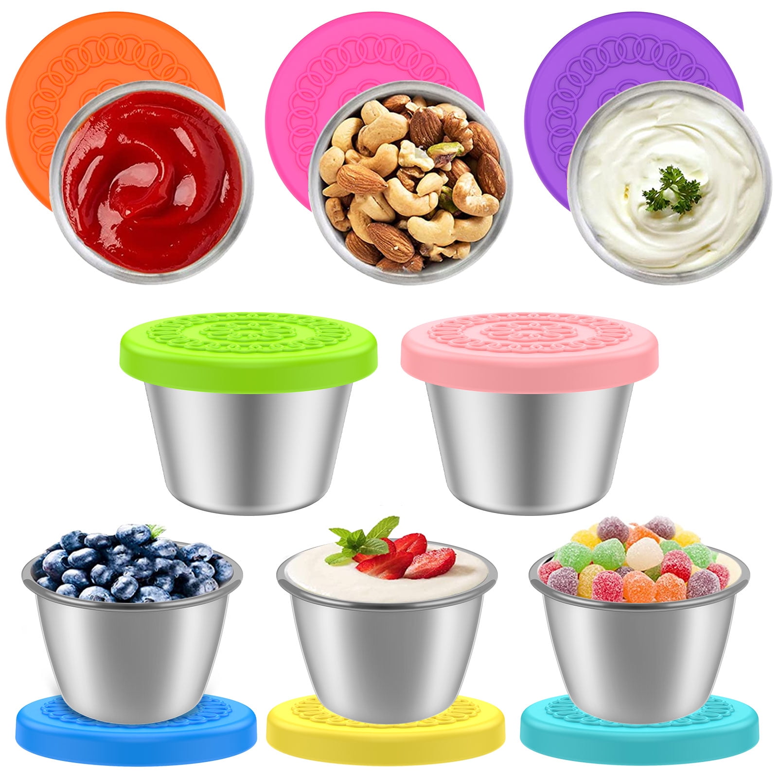 Duety 6Pcs 2.4oz Salad Dressing Container Portable 304 Stainless Steel ...