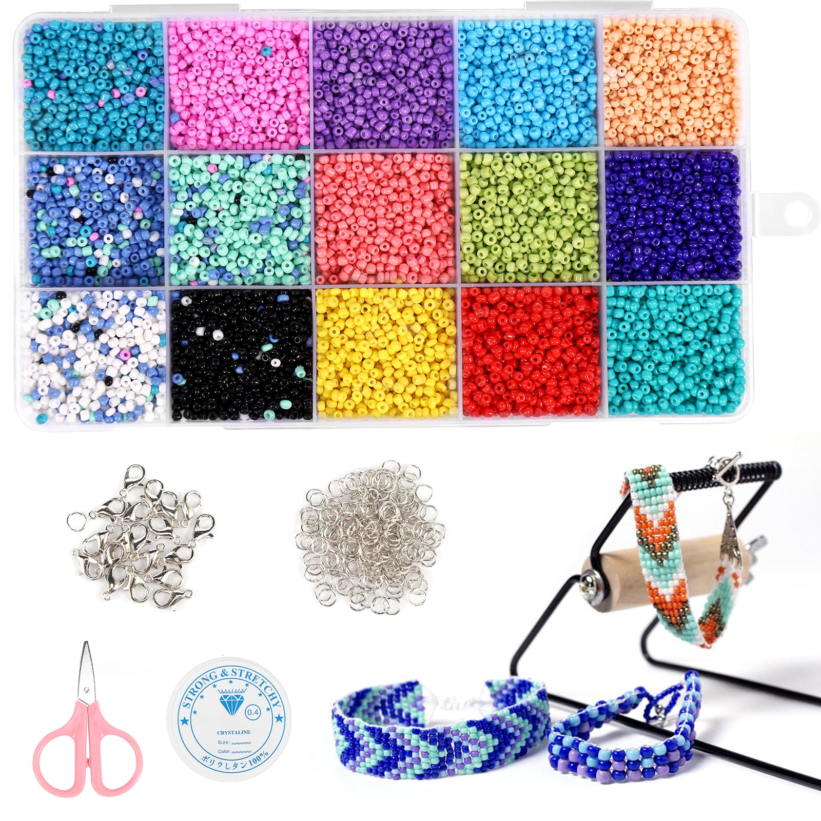 Duety Bead Loom Kit Complete Metal Bead Loom Tool Kit with 15 Colors ...