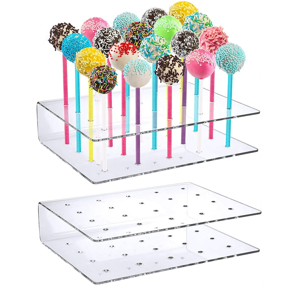 Duety Cake Pop Display Stand, 2Pack 20 Hole Clear Acrylic Lollipop ...