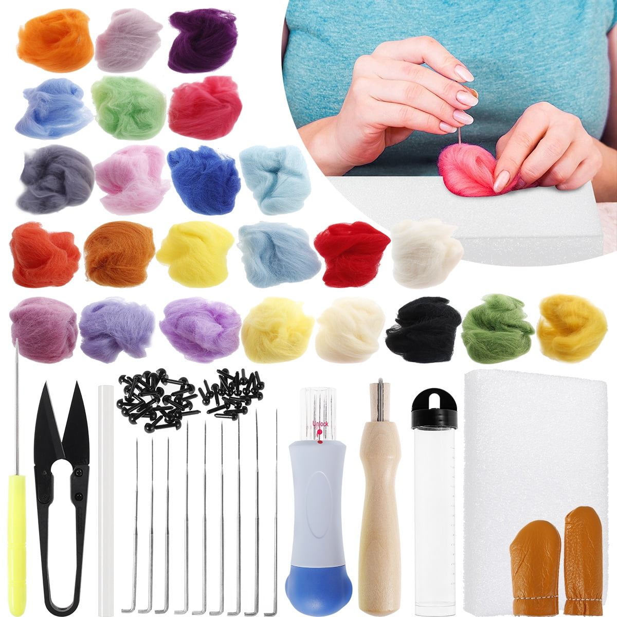 Duety Needle Felting Kit，Wool Roving 24 Colors Set Complete Felt Tools ...