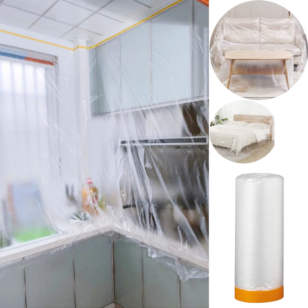 Duety Pre-Taped Masking Film Plastic Painting Drop Film Self Adhesive ...