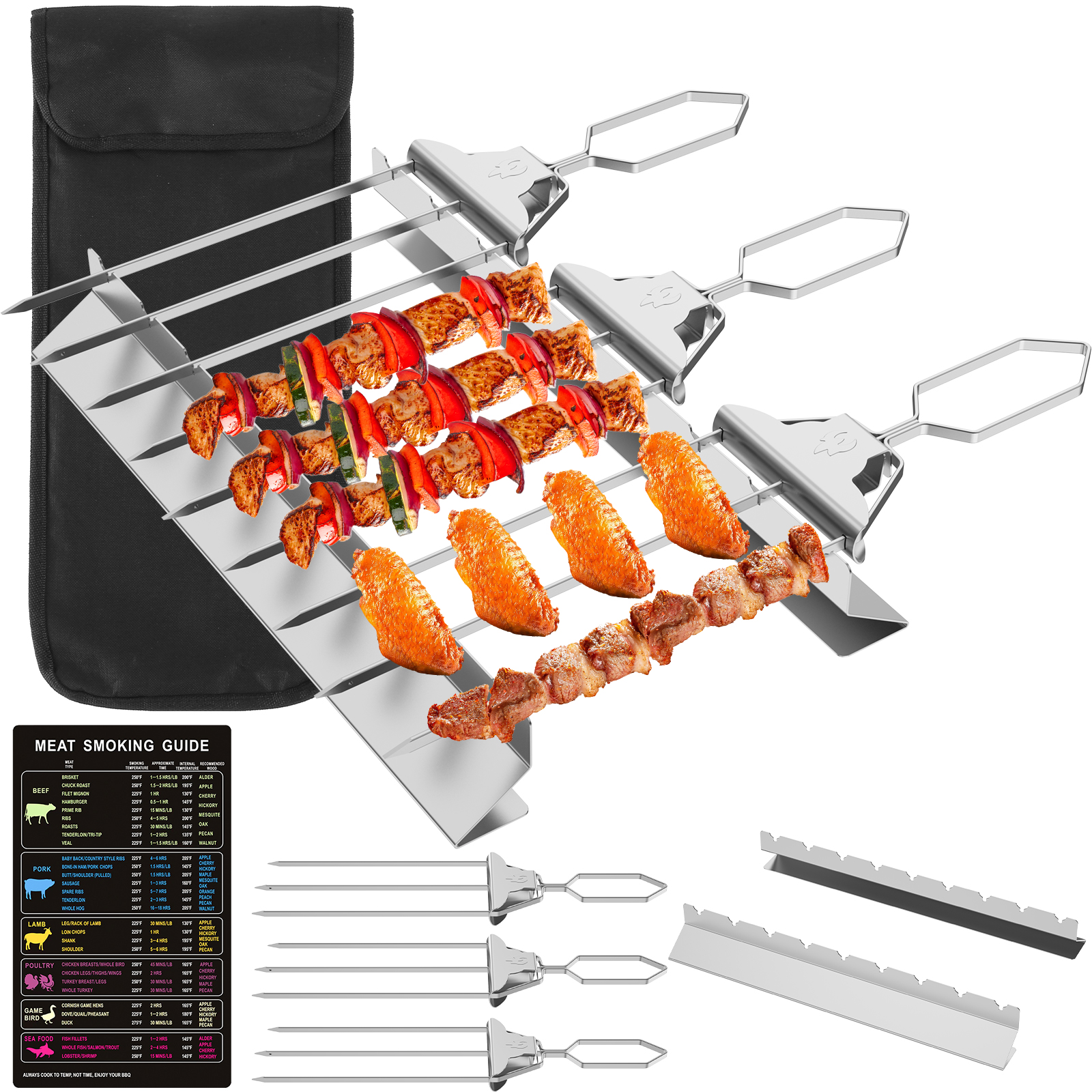 Duety Stainless Steel BBQ Skewers,Stainless Steel Kabob Skewers ...