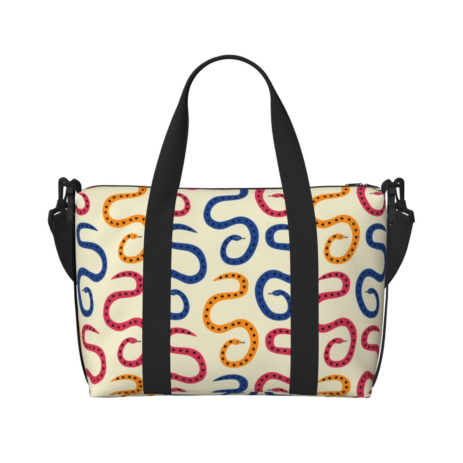 Duffle Bag for Travel Essentials - Artsy Cartoon Cute Snake Colorful ...