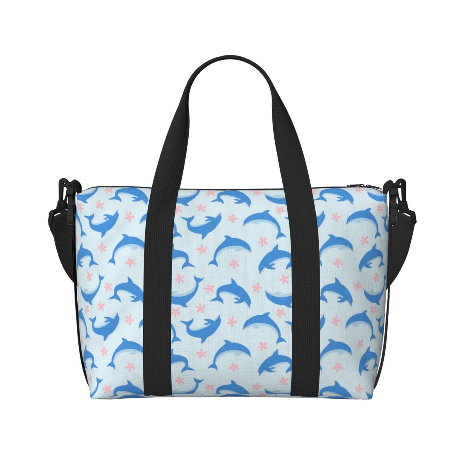 Duffle Bag for Travel Essentials - Cartoon Cute Dolphin Flower Duffel ...